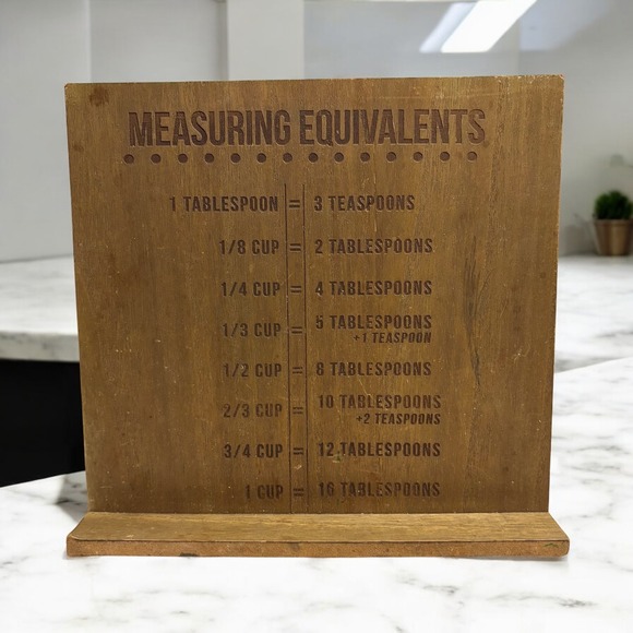 Kitchen | Measuring Equivalents Chart Book Holder Wooden Kitchen Decor ...